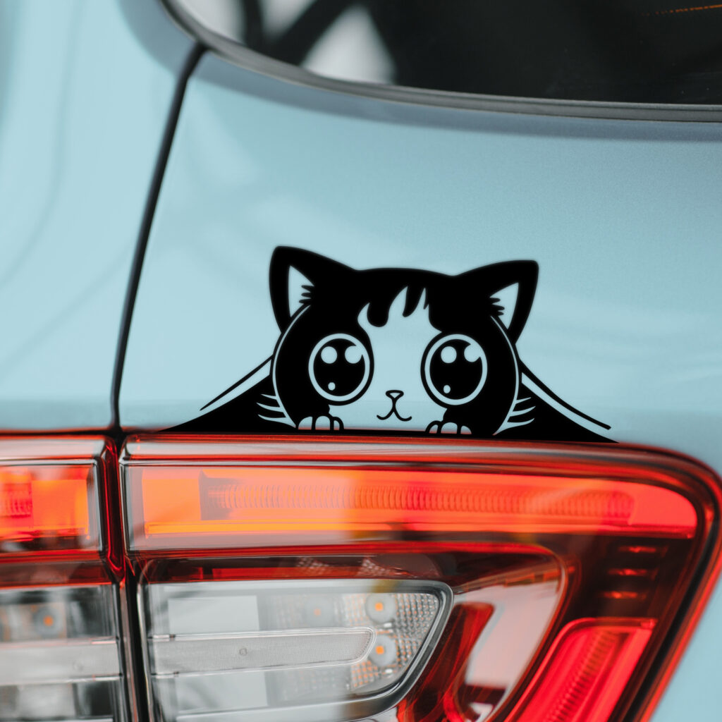 Peeking Monster™ Cat Decal Black Vinyl Sticker For Cars Windows Bumpers And Walls Small